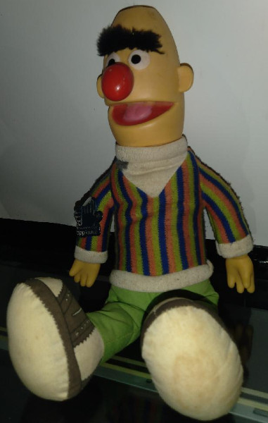 Sesame Street Bert 12" Plush Stuffed Vinyl Head Hands Applause Vintage 1985