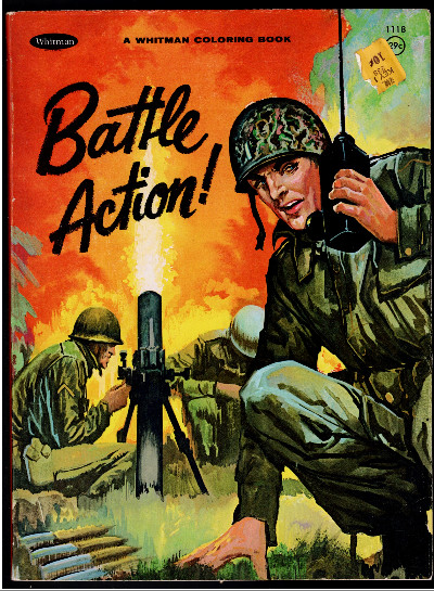 VTG 1963 BATTLE ACTION! Whitman Coloring Book Drawings By Robert L Jenny