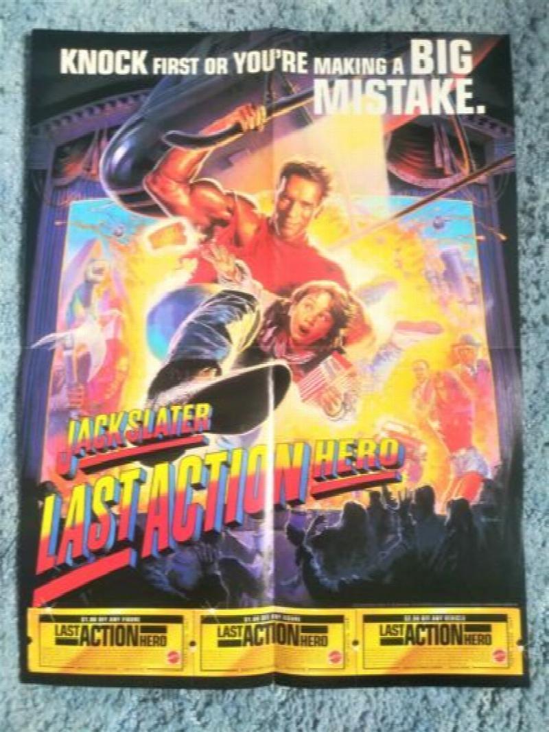 1993 Mattel Last Action Hero Jack Slater Promotional Poster - 21" x 16"