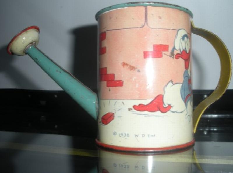 Vintage OHIO ART Tin Litho 1938 Disney Donald Duck Toy Watering ...